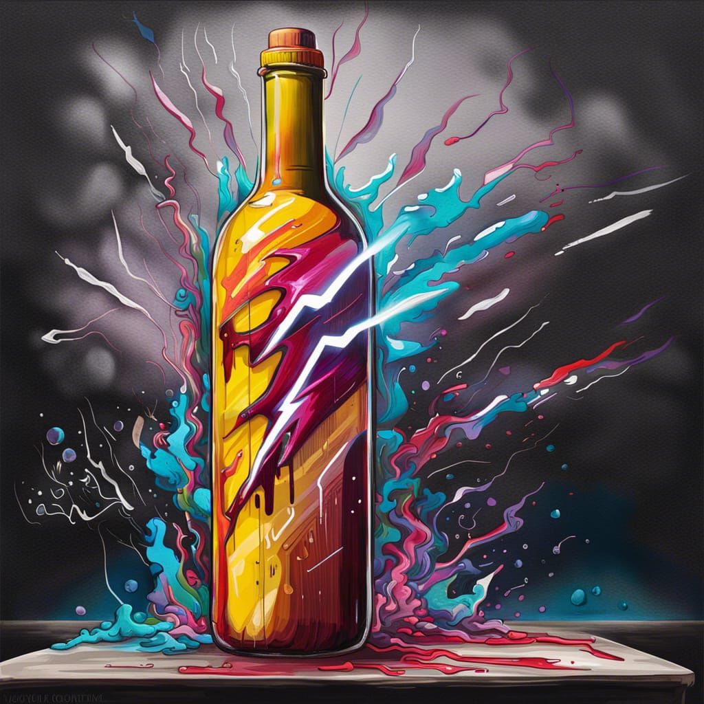 lightning inside a wine bottle - AI Generated Artwork - NightCafe Creator
