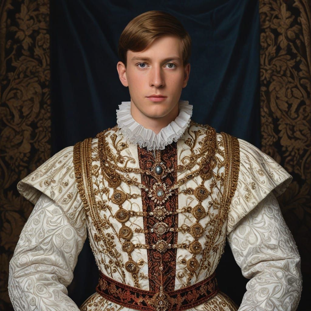 Charles III young - Young King Charles III in Opulent Regali...