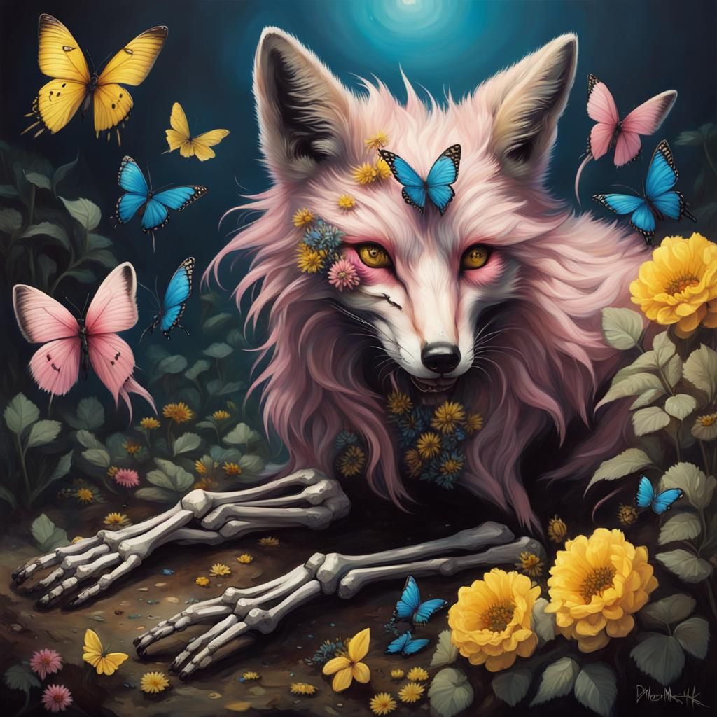 Pink Fox Self Portrait - AI Generated Artwork - NightCafe Creator