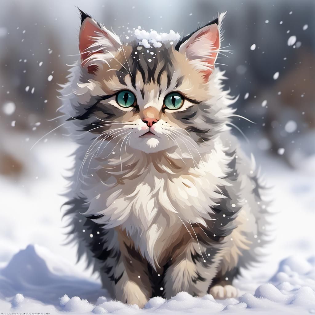 Snowy Cat - AI Generated Artwork - NightCafe Creator