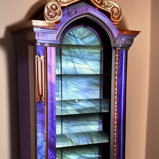Ethereal blue Labradorite curio cabinet with purple labradorite accents ...