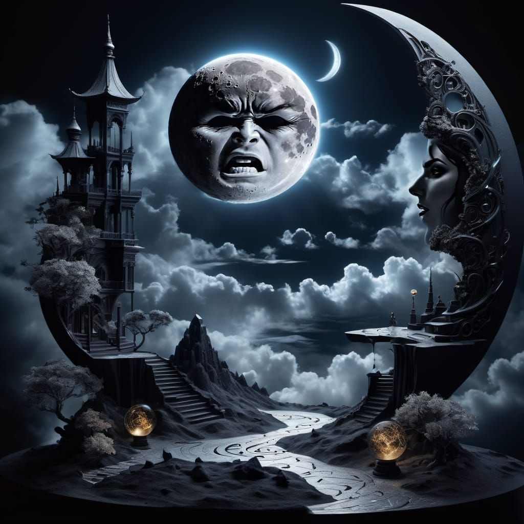 The angry moon - AI Generated Artwork - NightCafe Creator