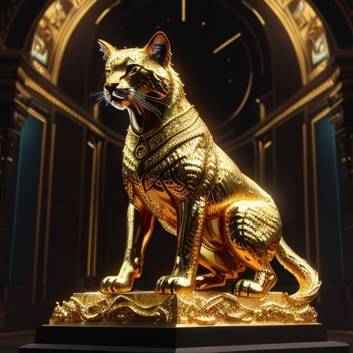 Golden Puma statue - AI Generated Artwork - NightCafe Creator