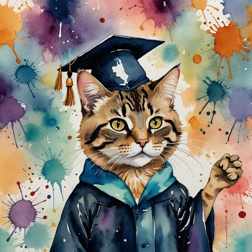 GRADUATION CAT_14 - AI Generated Artwork - NightCafe Creator