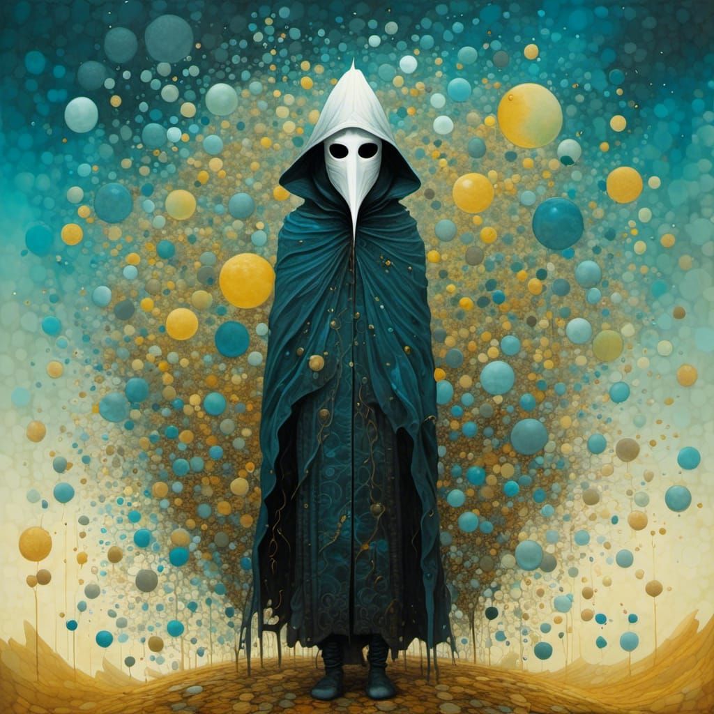 Surreal painting of a cloaked creature : r/nightcafe