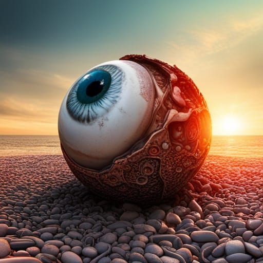 A giants eyeball, detached, decomposing, strings of muscle and ligament ...