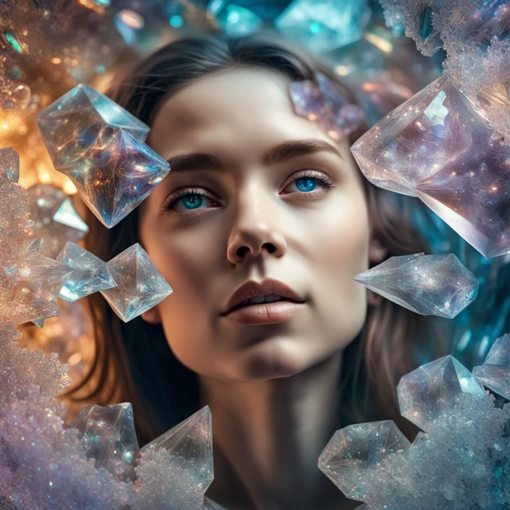 A beautiful 8k resolution double exposure shot, a beautiful girls face ...