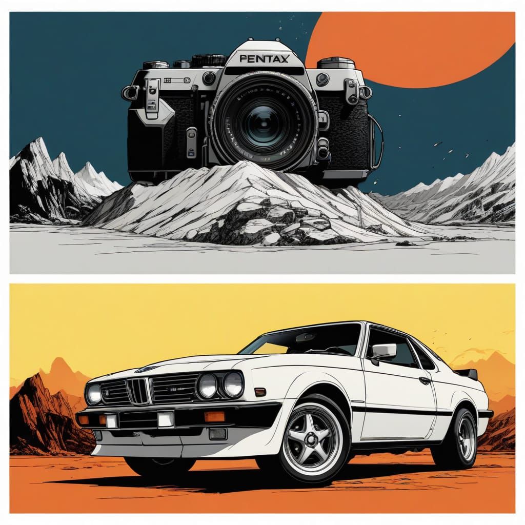 Pentax Camera in Comic Book Manga Style - AI Art