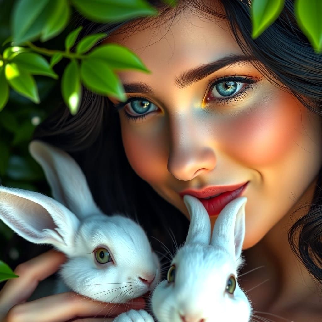 Surreal Portrait of a Woman Admiring Her Companion... - AI Art