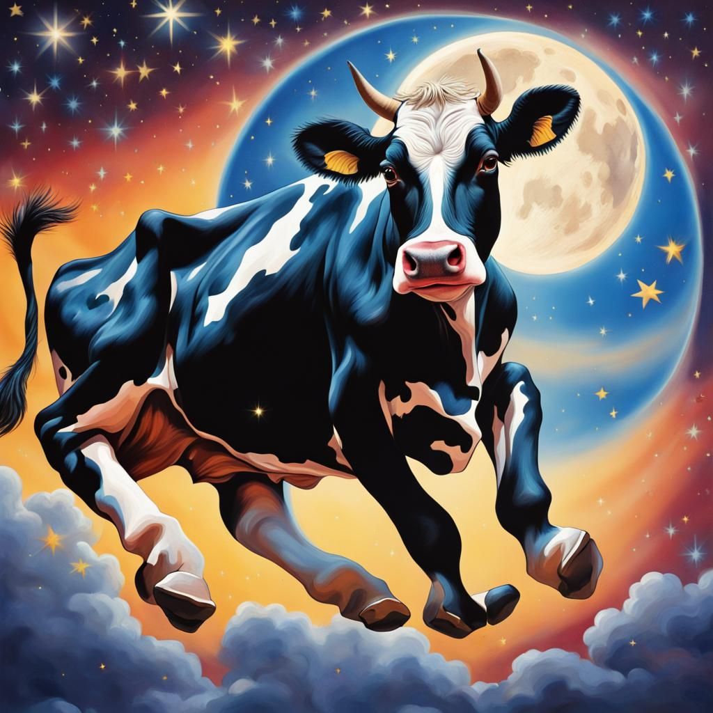 Cow Over Moon - AI Generated Artwork - NightCafe Creator