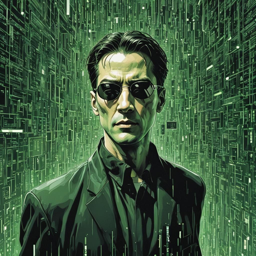 Modern illustration. Man in the matrix - AI Generated Artwork ...