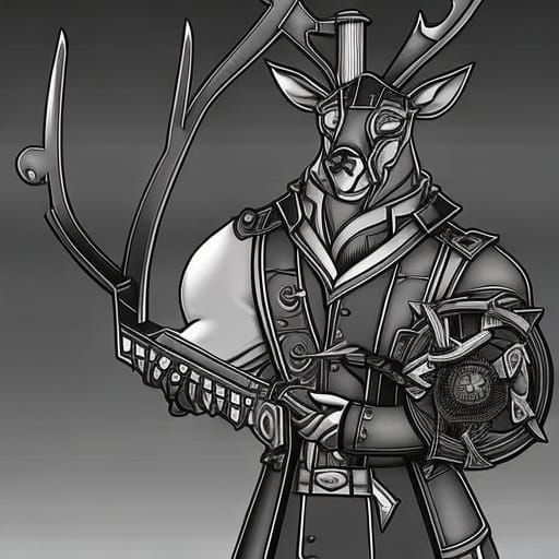 anthro deer engineer lineart looking at viewer - AI Generated Artwork ...