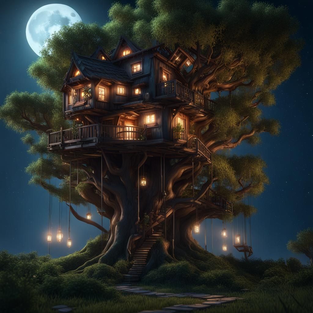 Tree house 🌘 - AI Generated Artwork - NightCafe Creator