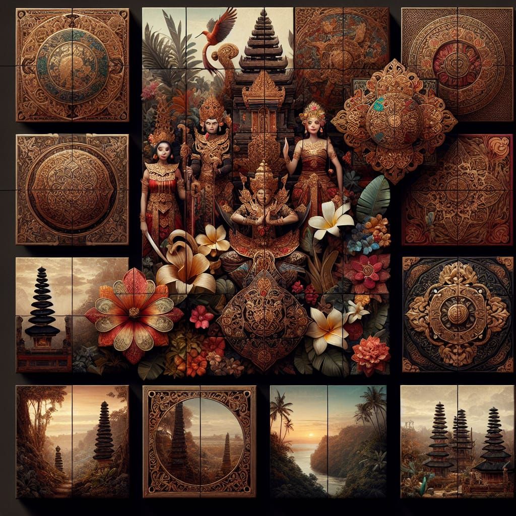 Bali-Inspired Collage Artwork in 8K Resolution - AI Art