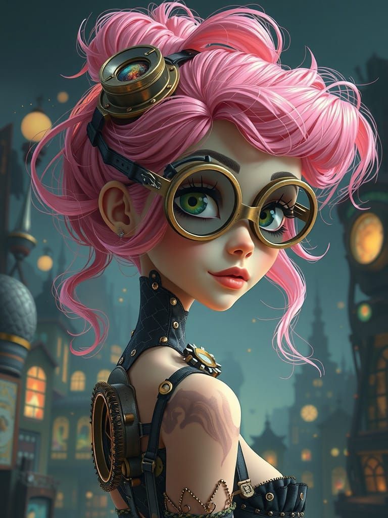 side view from top to bottom, slightly turned head, He stands proudly ...