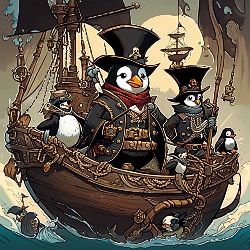 Penguin ship - AI Generated Artwork - NightCafe Creator