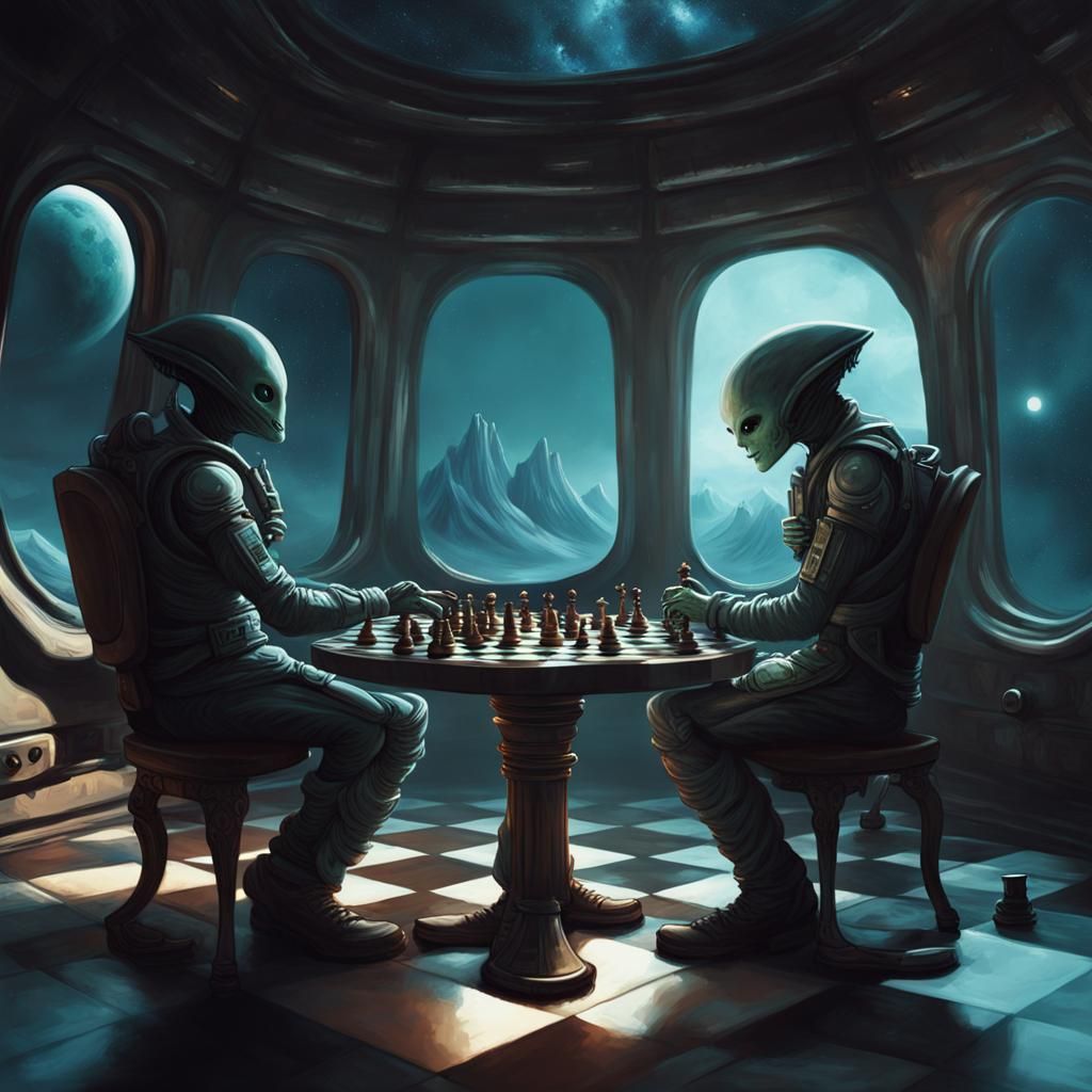 aliens playing chess - AI Generated Artwork - NightCafe Creator