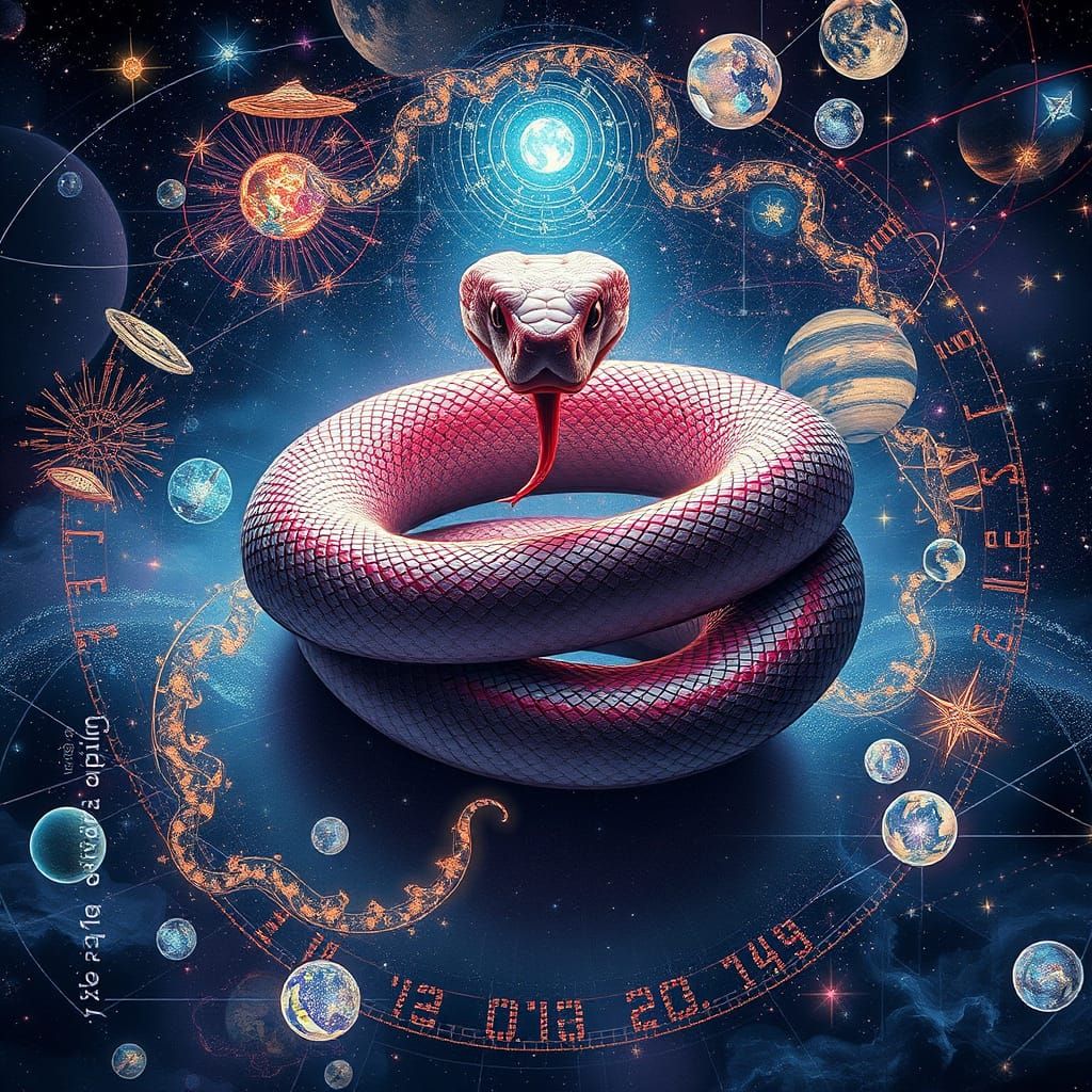 year of the snake - Surreal Cosmic Dreamscapes in Holograph...