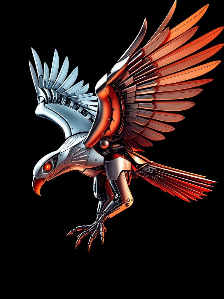 Steel Eagle - Elegant Machined Steel Eagle in Flight