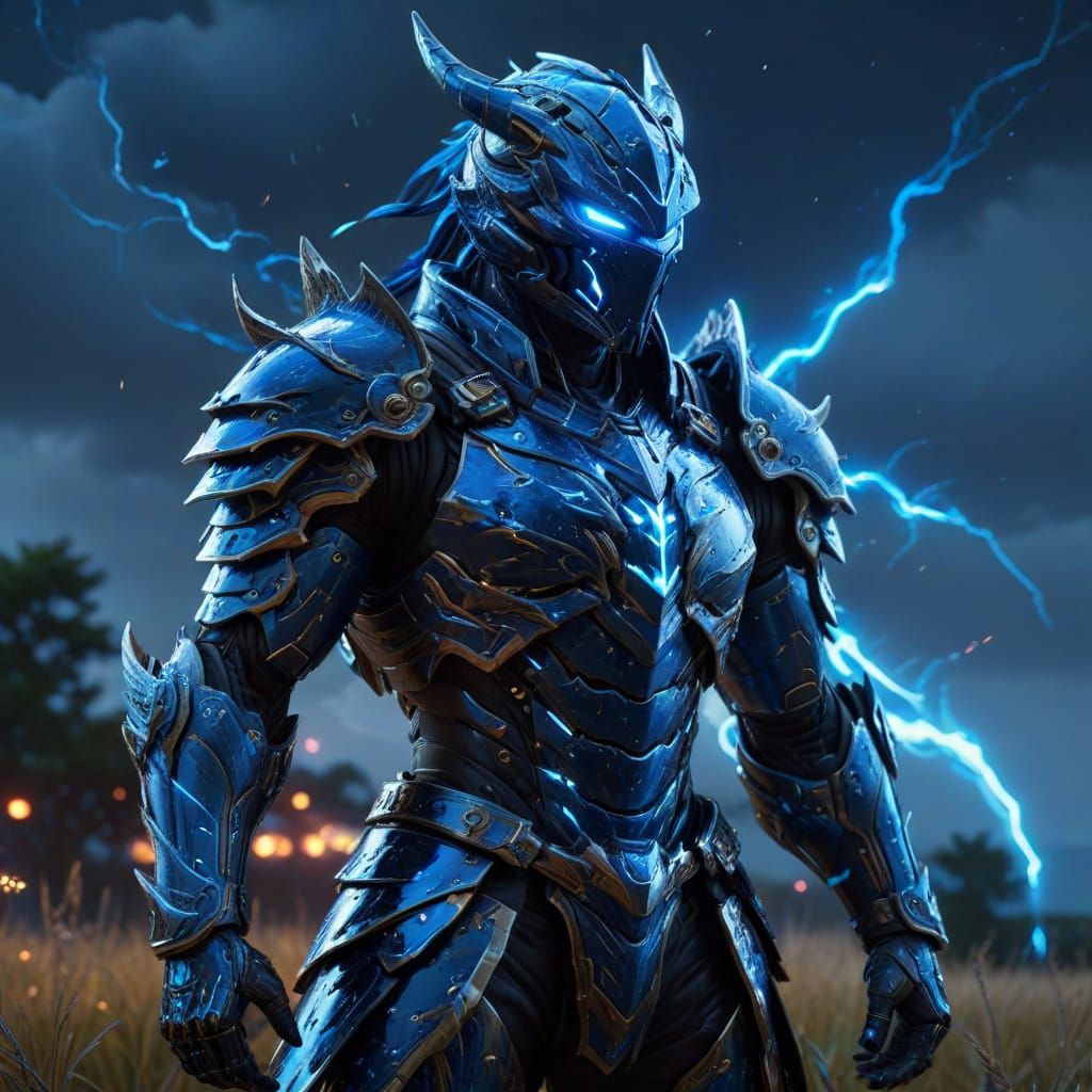 Lightning samurai collection - Cyberpunk Samurai Standing in...