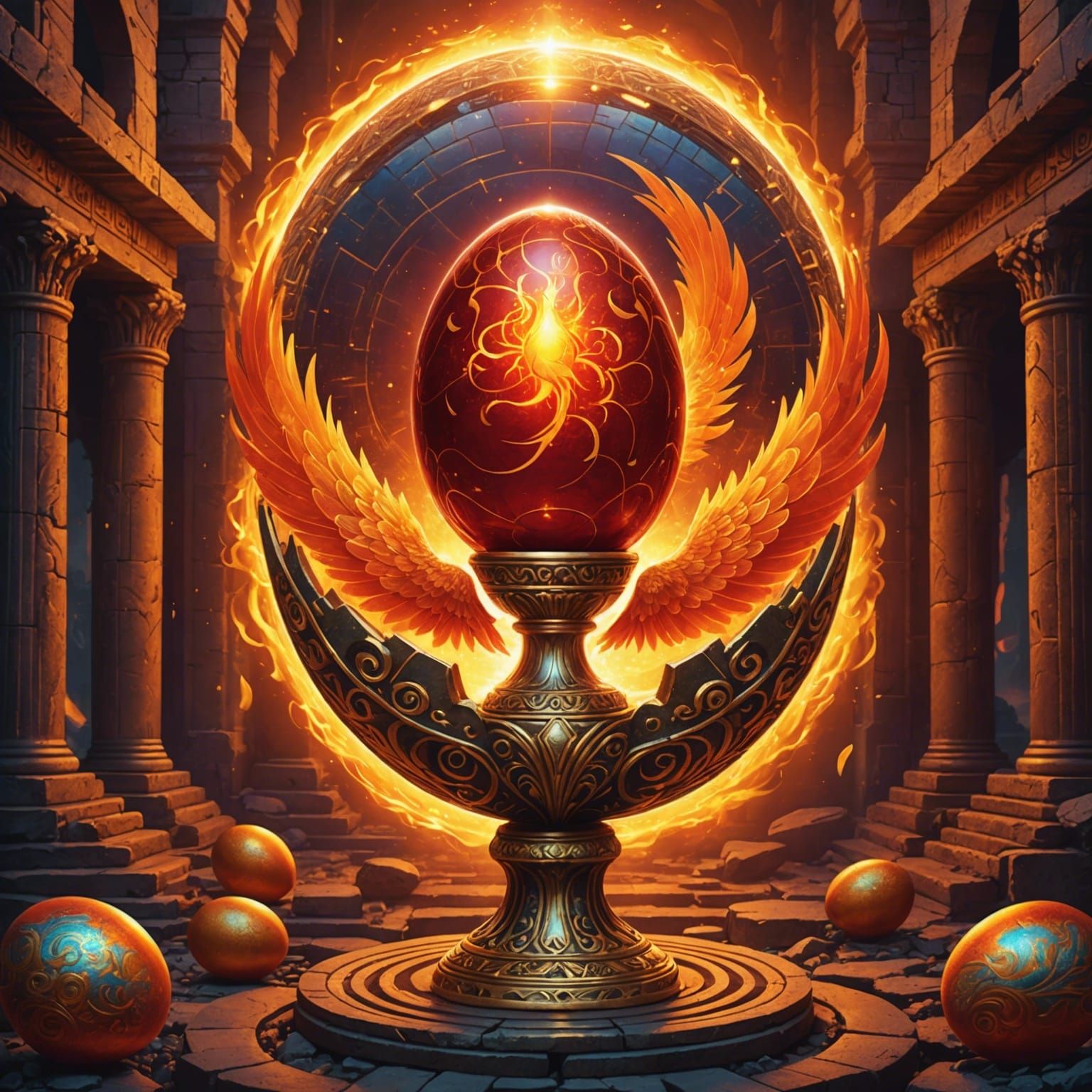 Birth of Flames: The Phoenix Egg - AI Generated Artwork - NightCafe Creator