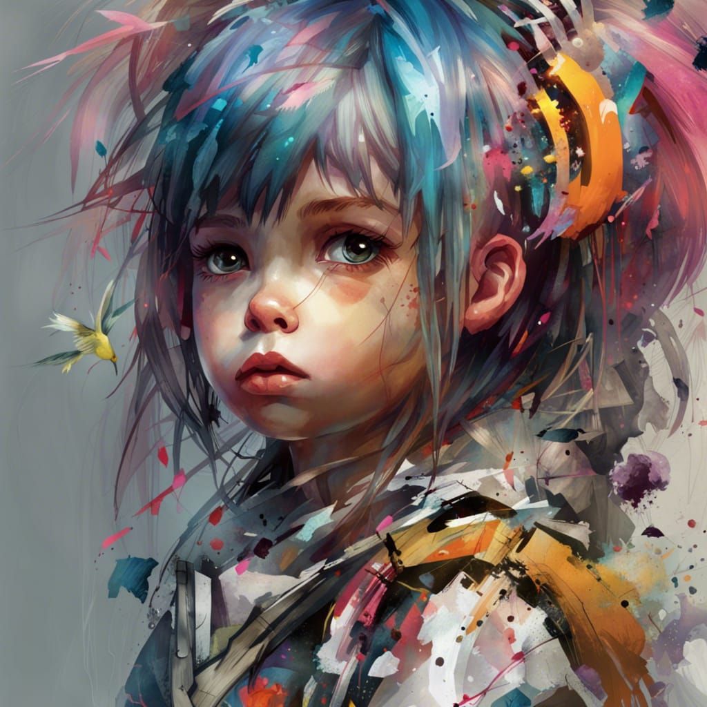 Cute little kid who loves color - AI Generated Artwork - NightCafe Creator