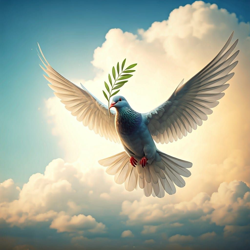 Majestic Dove Soars Through Photorealistic Sky wit... - AI Art