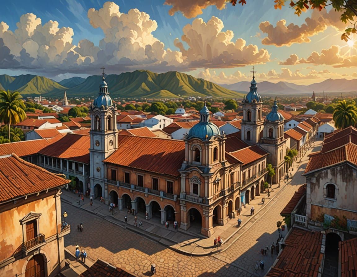 Vigan Cityscape in Vibrant Oil Painting Style - AI Art