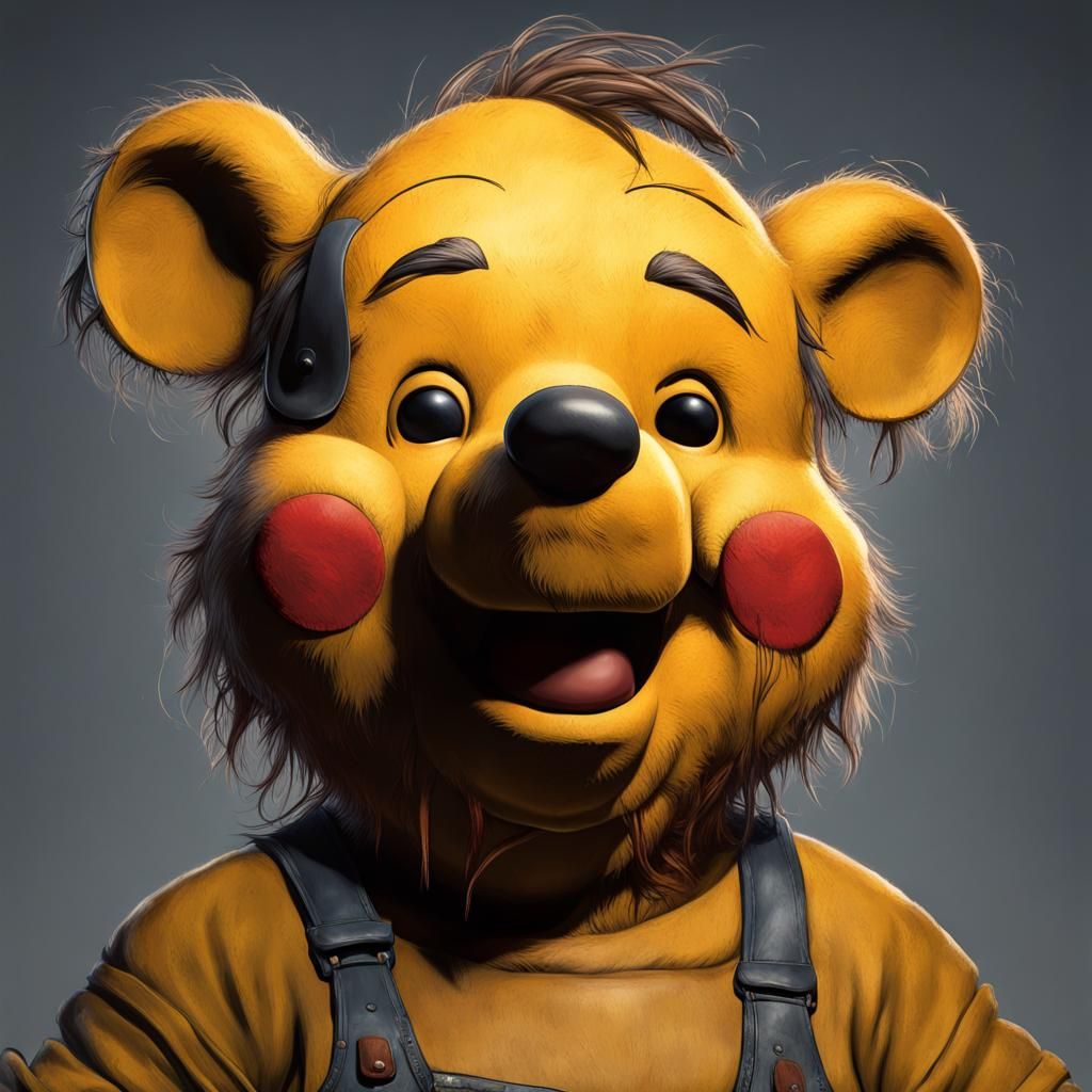 Texas chainsaw realistic winnie the pooh - AI Generated Artwork ...
