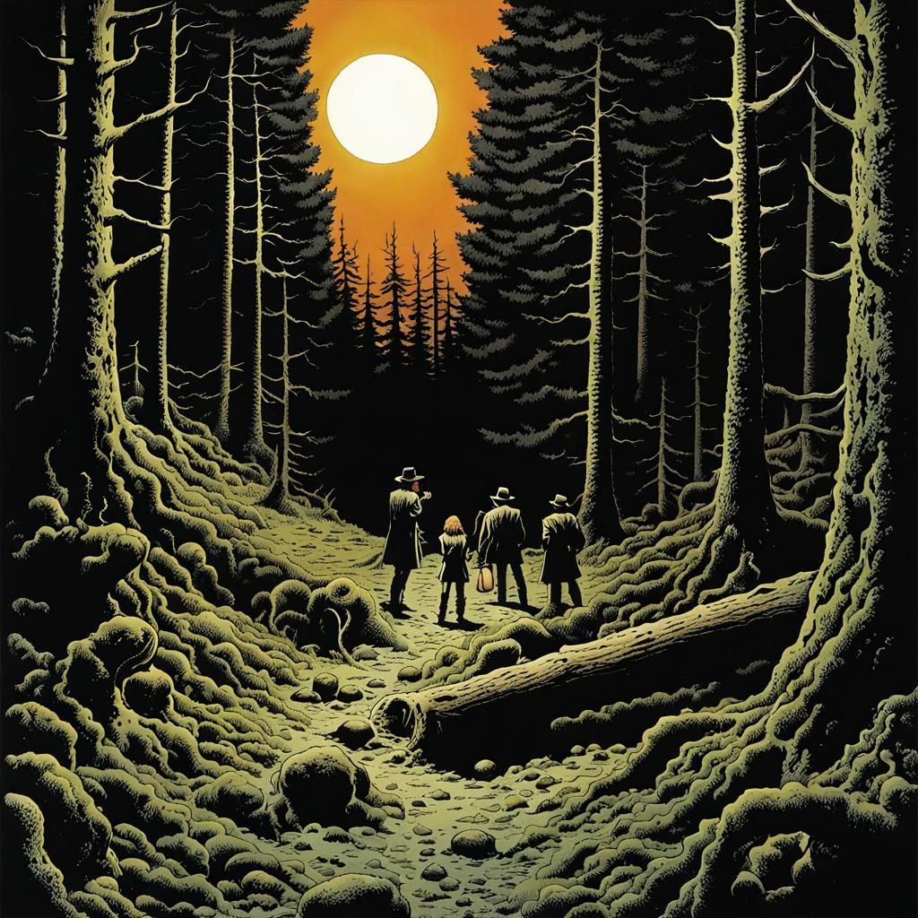 Eldritch forest, comic, style of Richard Corben - AI Generated Artwork ...