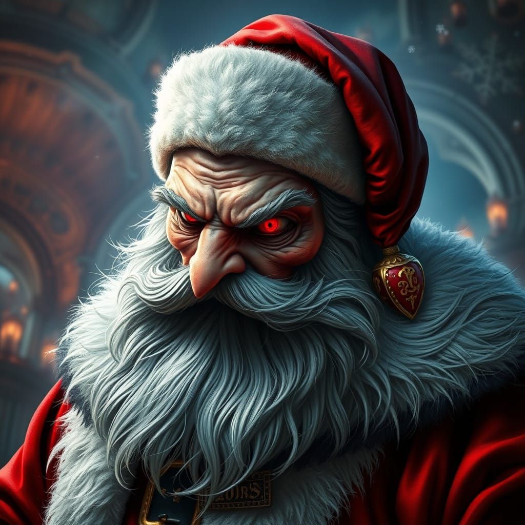 Dark Elf Santa Claus in Hyperrealistic 3D Style - AI Art