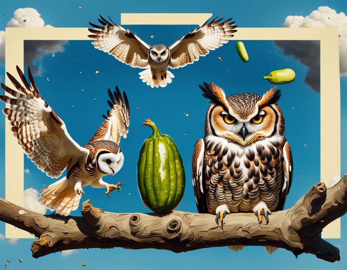 Have a Pickle with the Owls II - AI Generated Artwork - NightCafe Creator