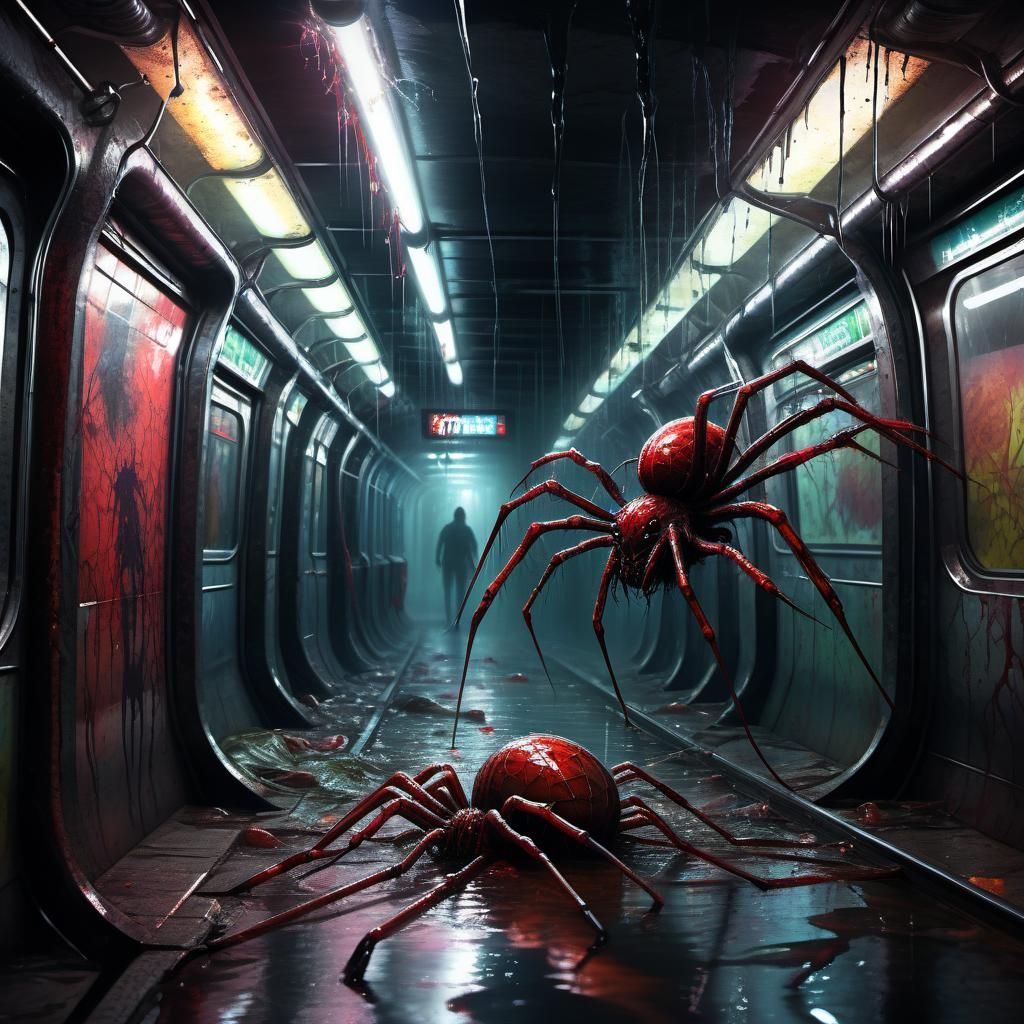 liminal space, an abandoned subway, underground, terrifying, epic ...