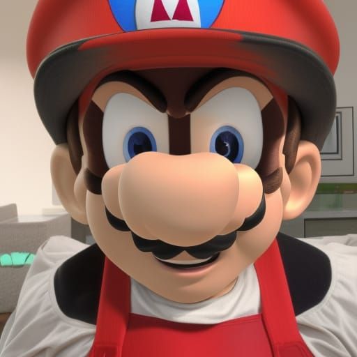 mario with a long smile and black eyes - AI Generated Artwork ...