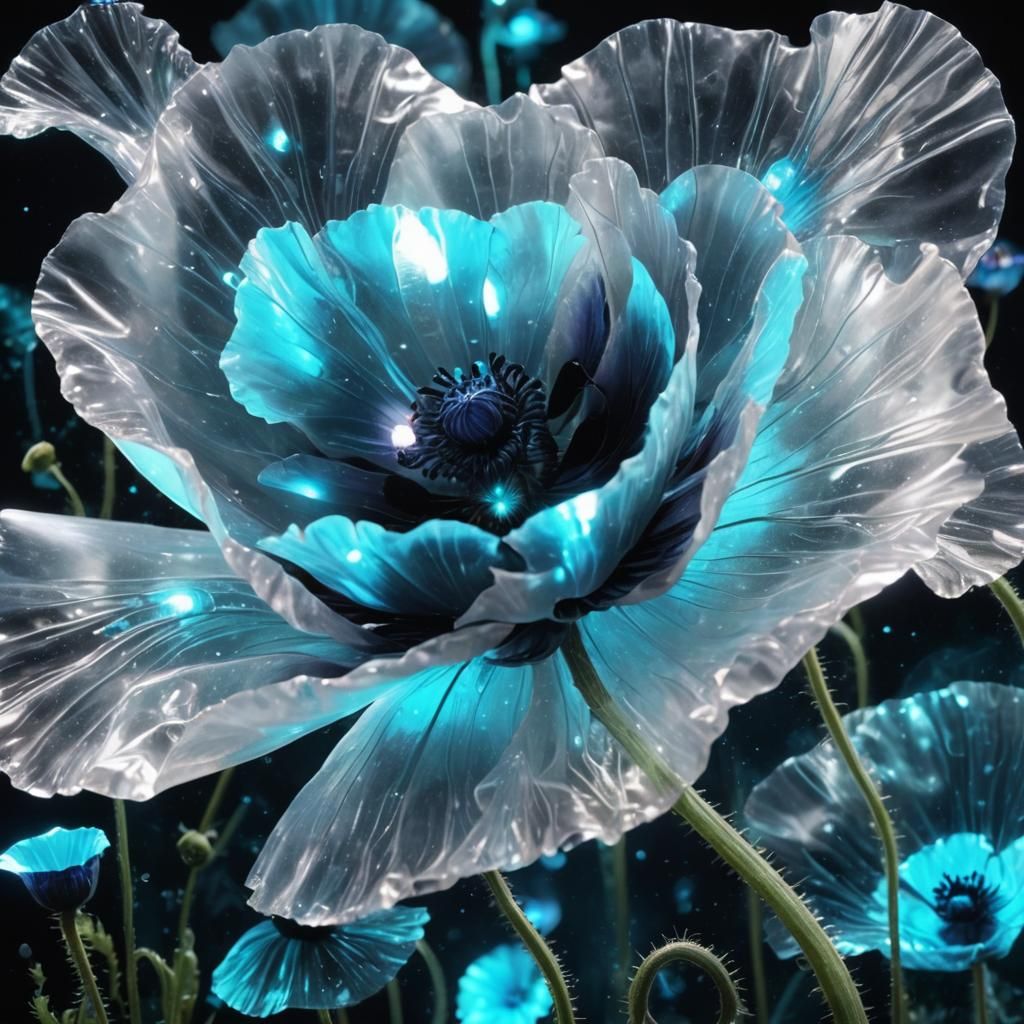 Ethereal, translucent and turquoise poppy - AI Generated Artwork ...