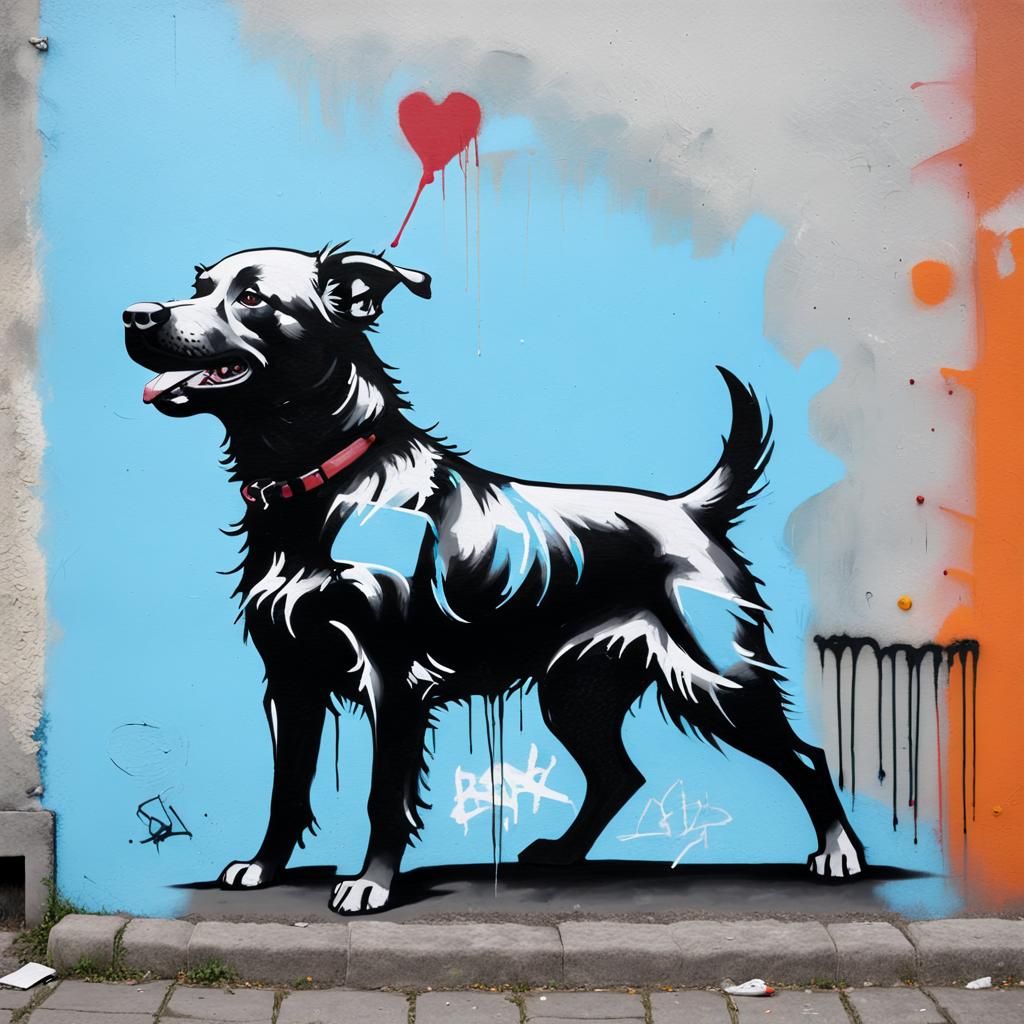 "Bansky Style" Dog Graffiti-Kunst - AI Generated Artwork - NightCafe ...