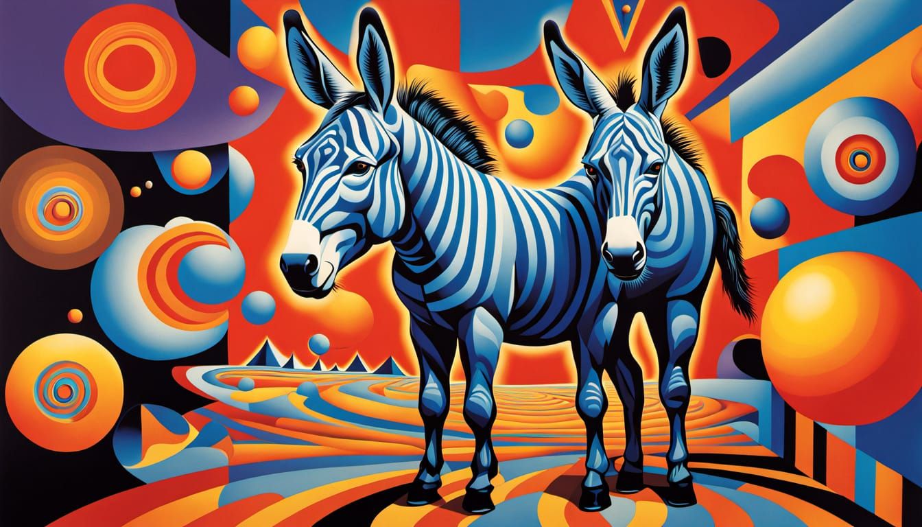 Vibrant Donkey in Fractal Funk Art Landscape with ... - AI Art