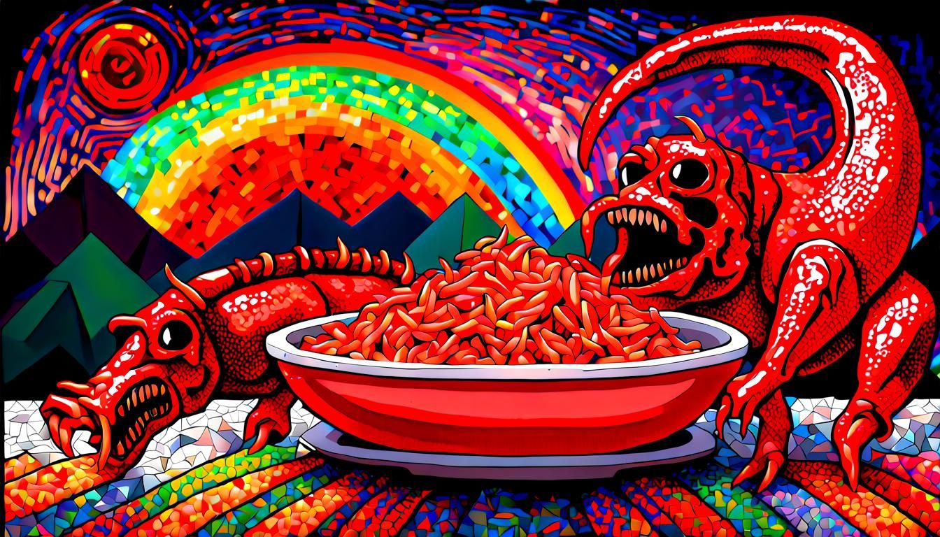 naga ghost chili , sticky red sauce , tomato flavored belly pork with ...