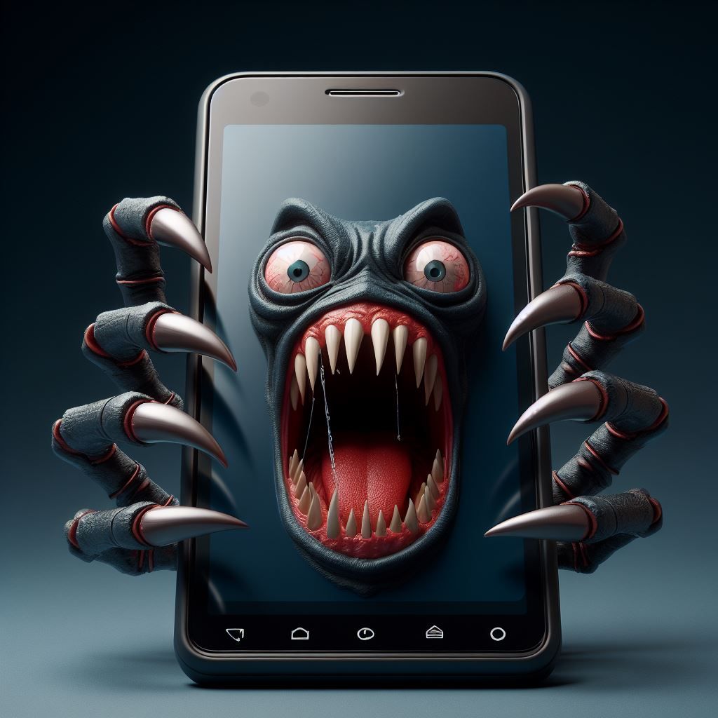 Beware the cell phone monster - AI Generated Artwork - NightCafe Creator