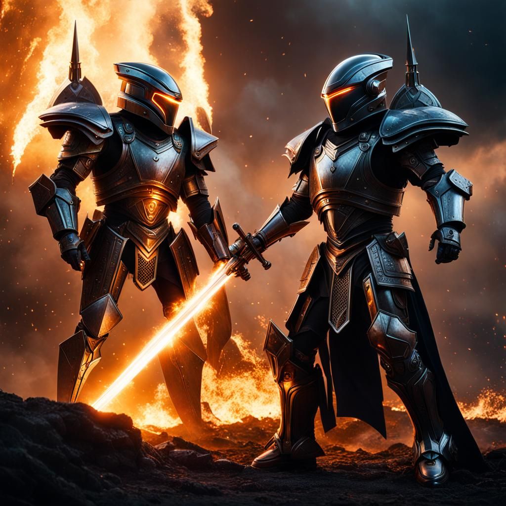 Ihone and Gavin: The Twin Knights of The Cyber Kingdom - AI Generated ...