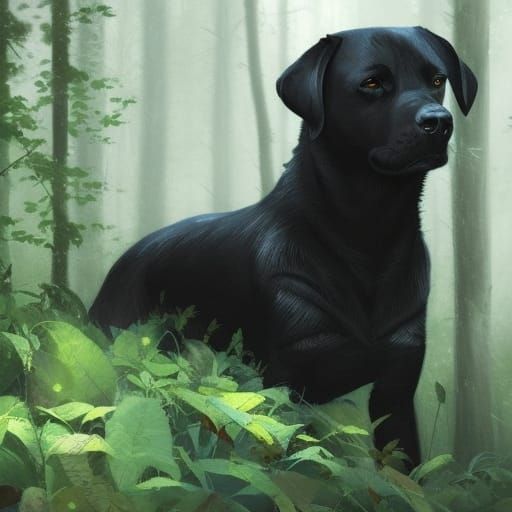 Stray Lab In The Forest - AI Generated Artwork - NightCafe Creator