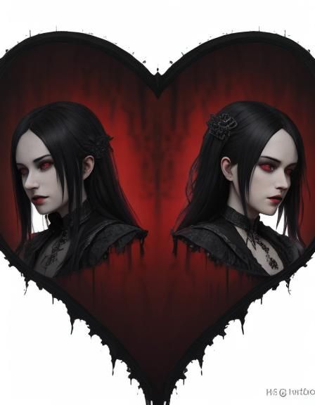 Gothic Red heart& gothic vibes& horror vibes& hyperdetailed intricately ...