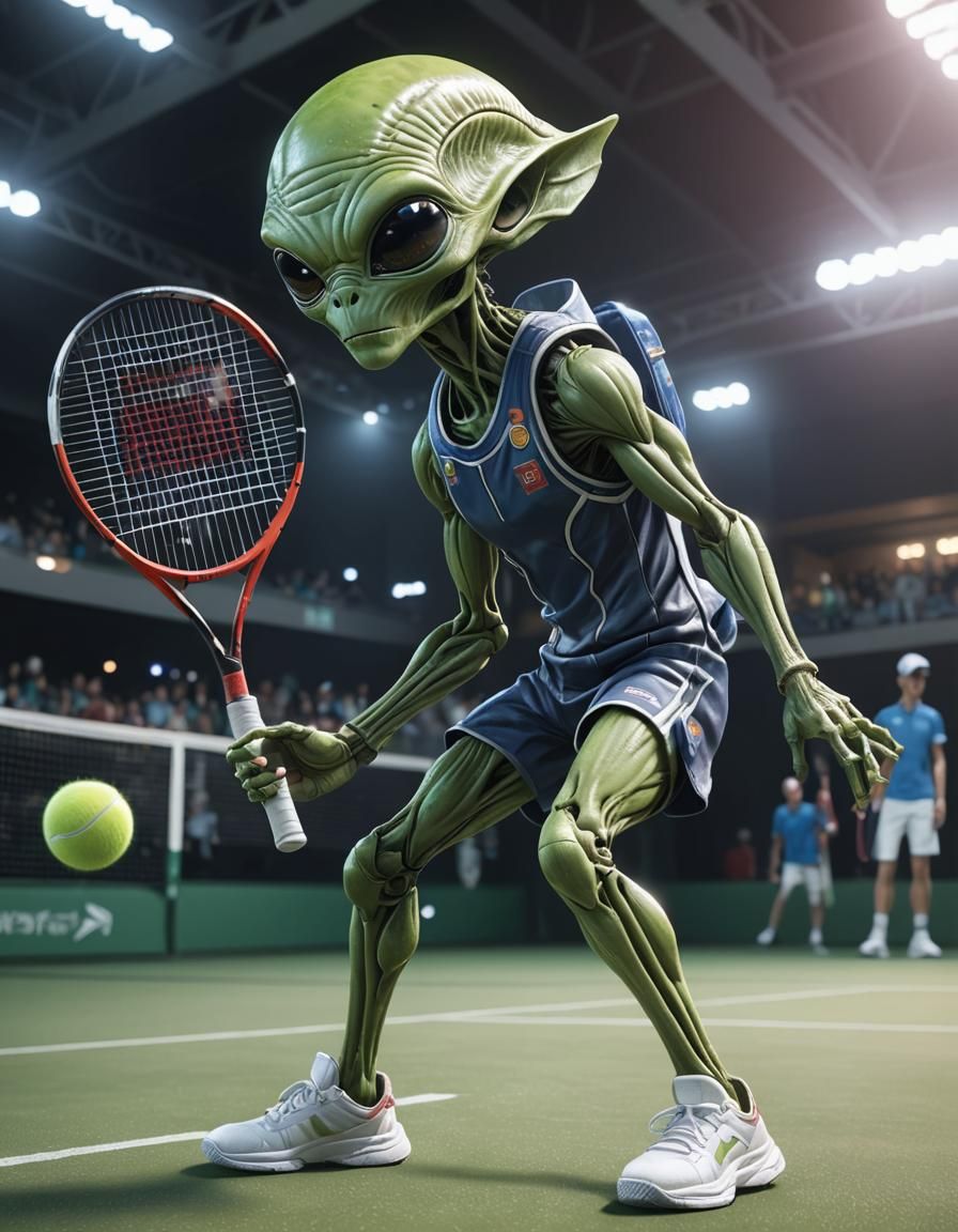 alien playing tennis - AI Generated Artwork - NightCafe Creator
