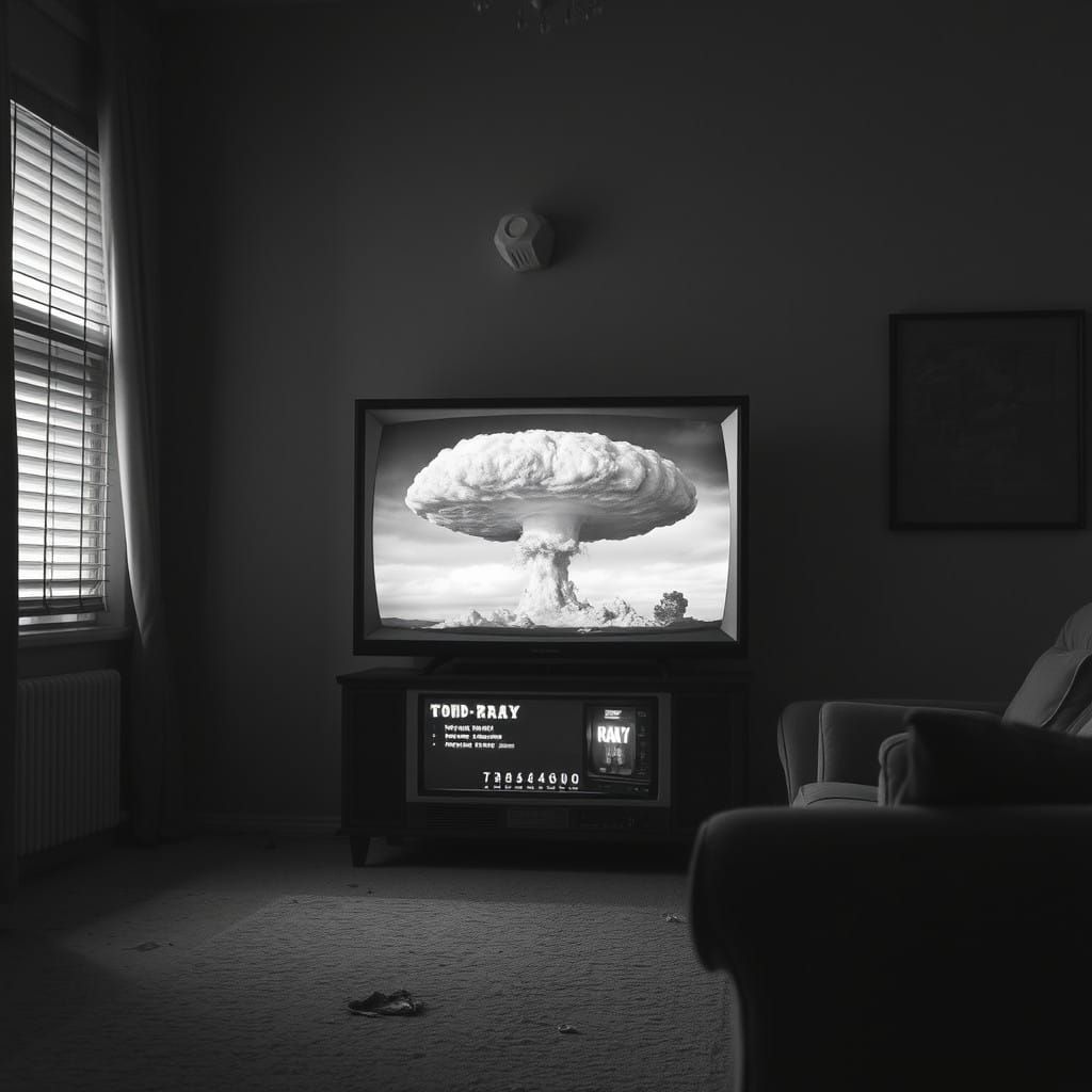 Post-Apocalyptic Living Room with Black and White ... - AI Art