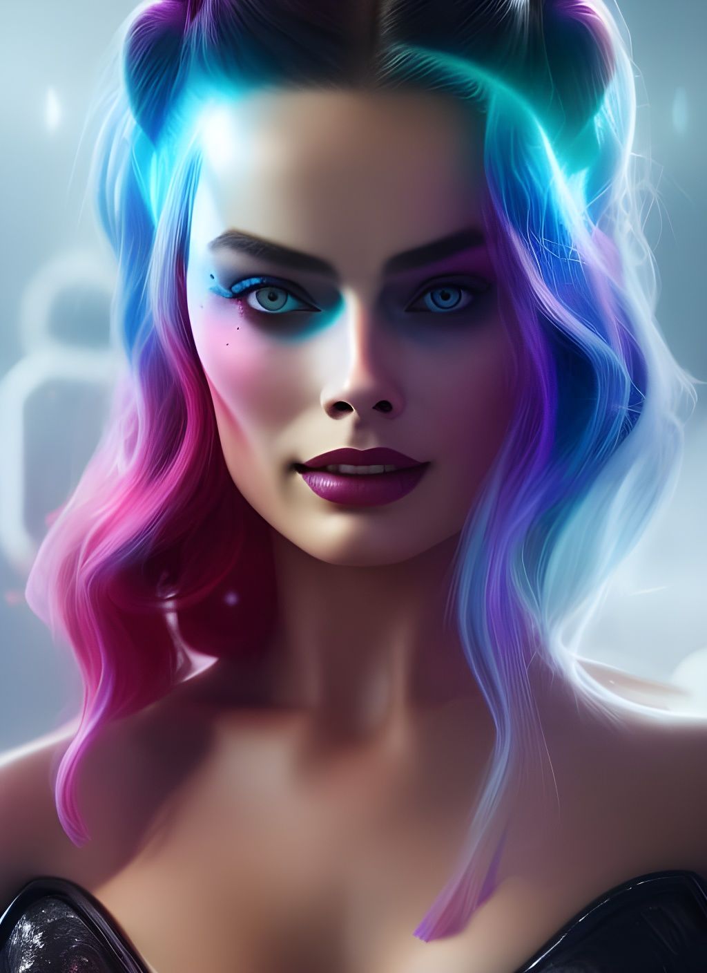 Elegant Cyberpunk Harley Quinn - Fan Art Challenge - AI Generated ...