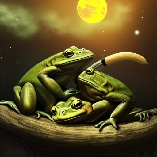 Tired frogs - AI Generated Artwork - NightCafe Creator
