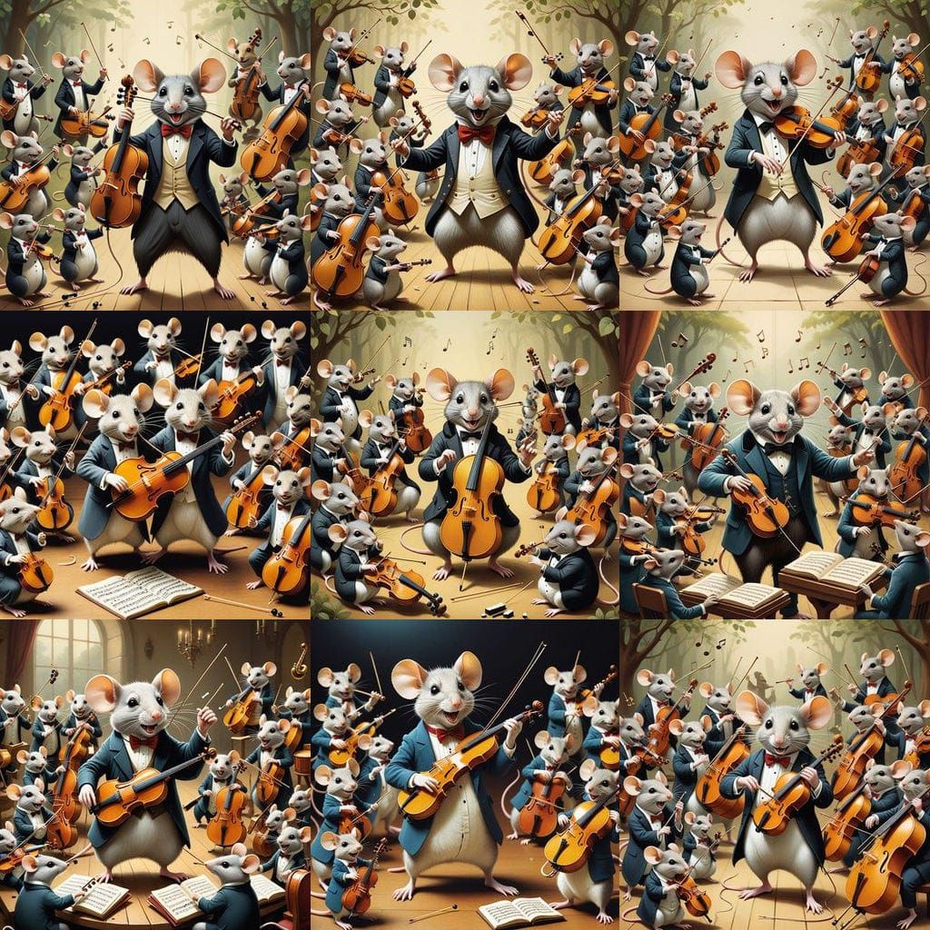 Mouse Maestro Leads Wild Animal Orchestra - AI Art