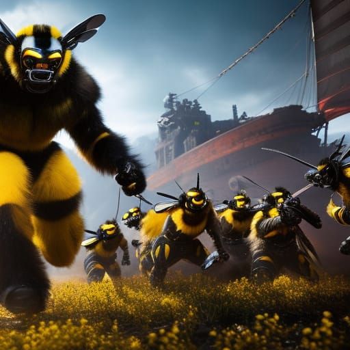 Bees at war - AI Generated Artwork - NightCafe Creator