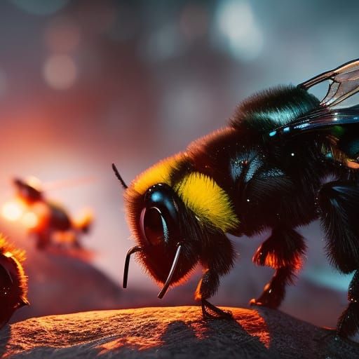 Bee Close Up - AI Generated Artwork - NightCafe Creator
