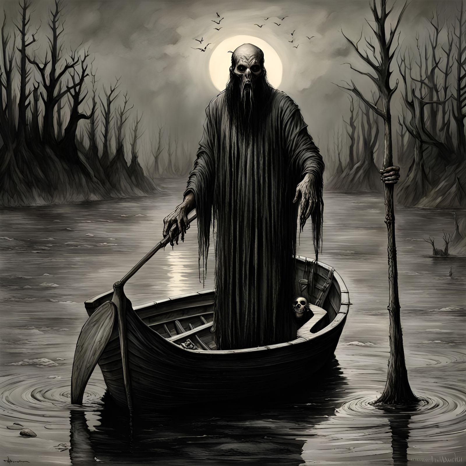 Pay the price for the ferryman - AI Generated Artwork - NightCafe Creator